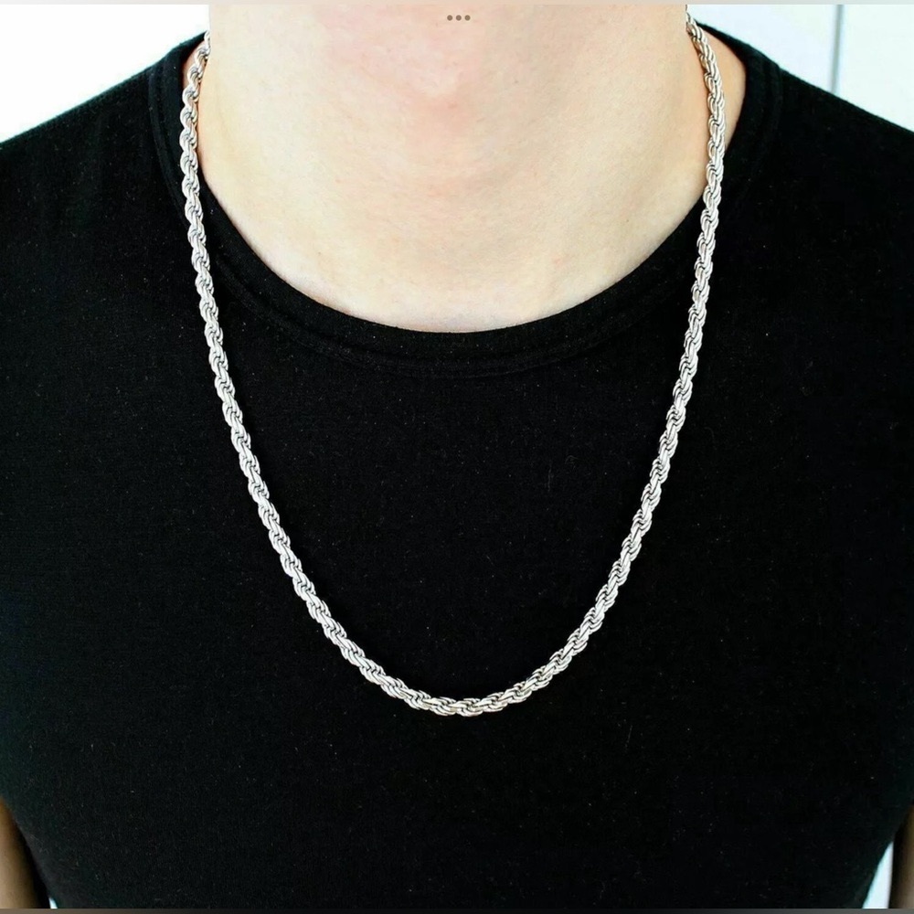 New Solid Silver Chain, 925: Size: 20” - Gem